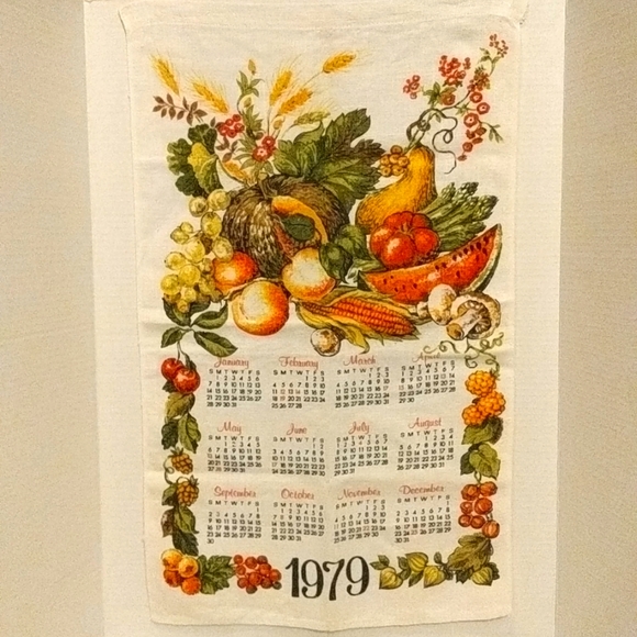 Accents | Vintage 1979 Cloth Calendar Tea Towel In Excellent Condition ...